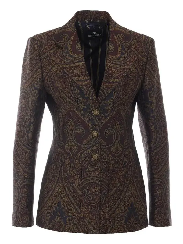 Etro Paisley Print Single Breasted Jacket - Brown