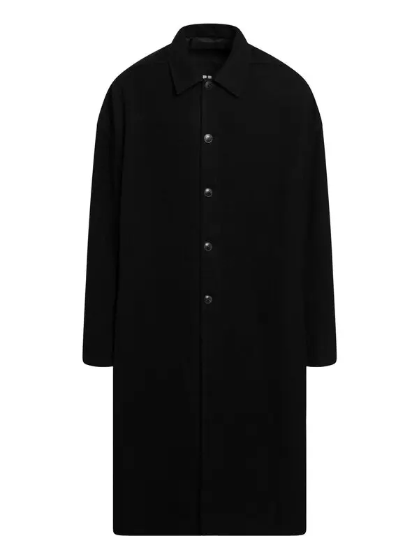 Rick Owens Long Single-breasted Virgin Wool Coat - Black