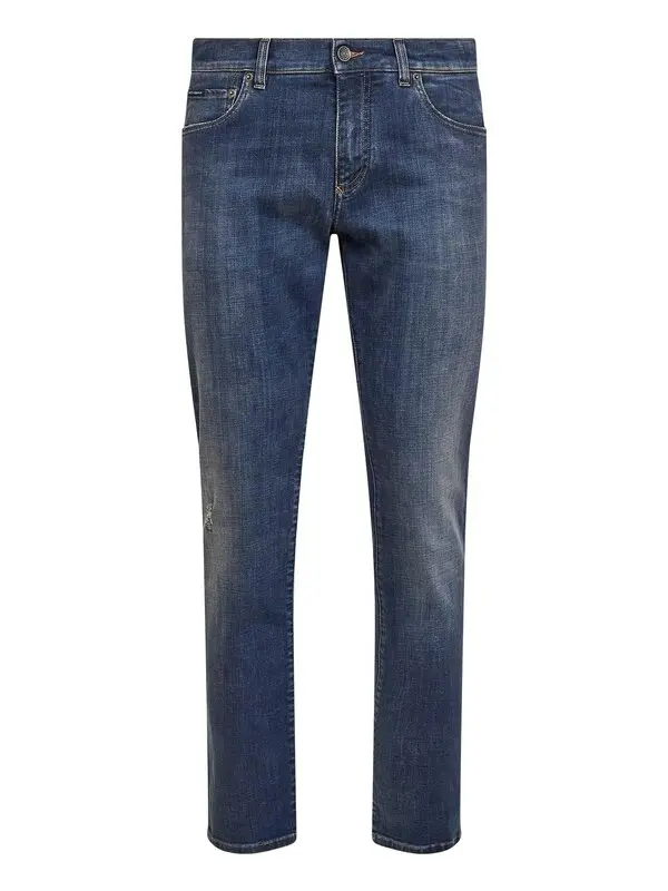 Dolce & Gabbana Blue Stretch Cotton Denim Slim Jeans - Multicolor