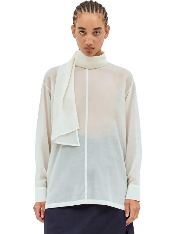 Issey Miyake Sheer Shirt With Shawl - Cream