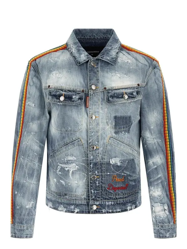 Dsquared2 La Jean Destroyed Cotton Denim Jacket - Blue