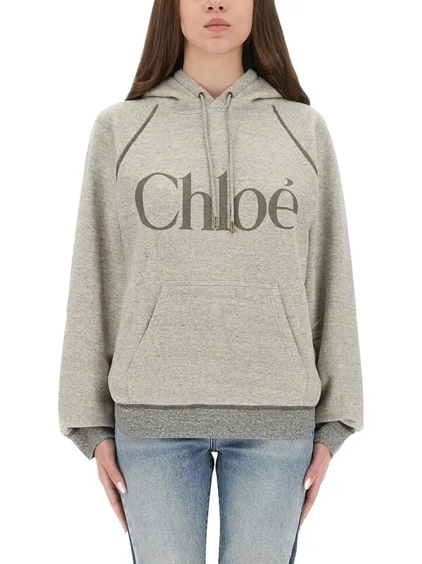 Chloé Oversized Logo Hoodie - Gray