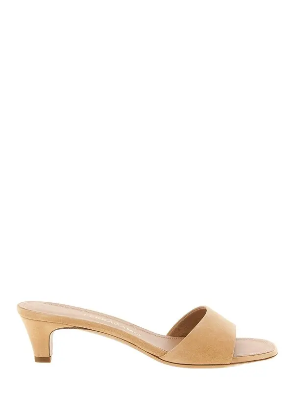 FERRAGAMO Tatiana Suede Sandals - Cream
