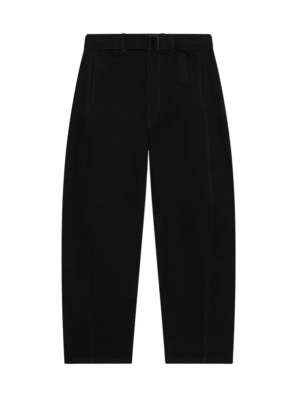 LEMAIRE Cotton Trousers With Belt - Black