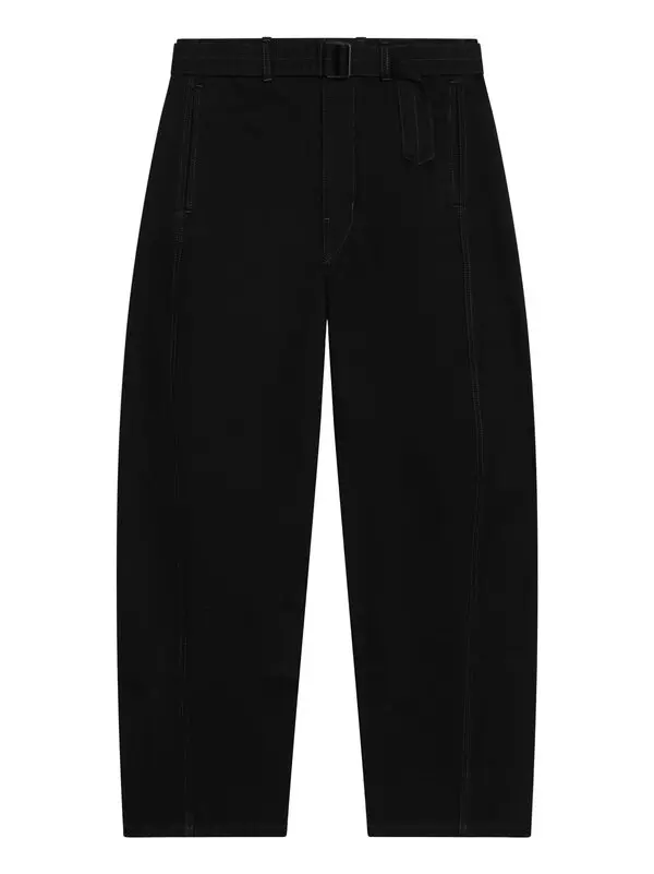 LEMAIRE Belted Cotton Trousers - Black