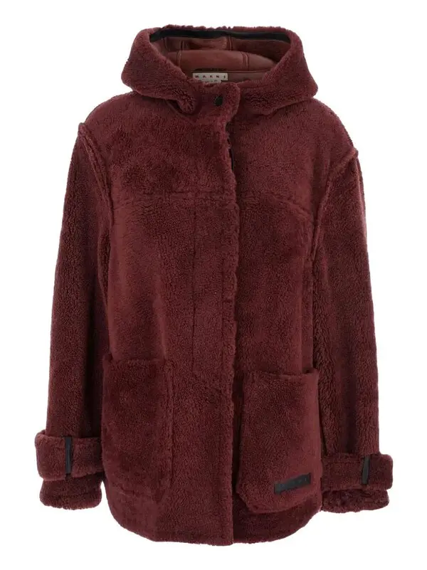 Marni Fur Hooded Jacket - Red