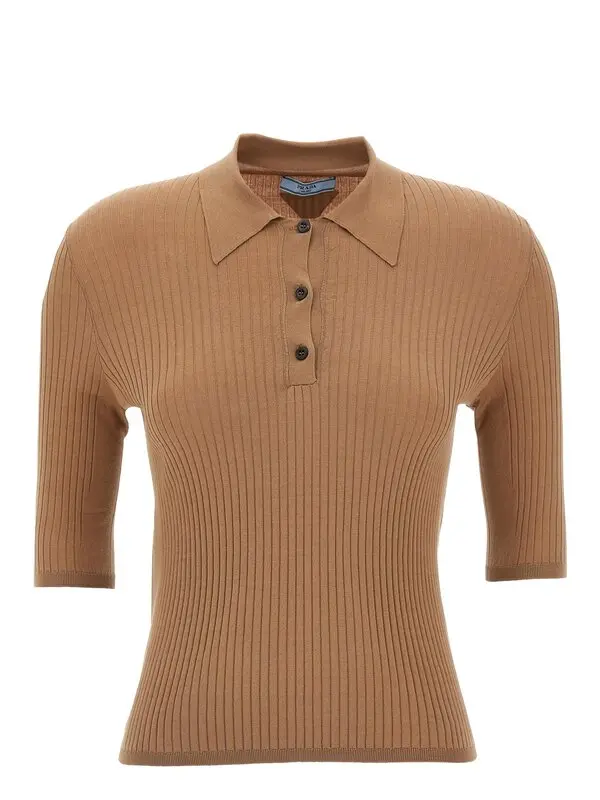 Prada Knitted Polo Shirt - Cream
