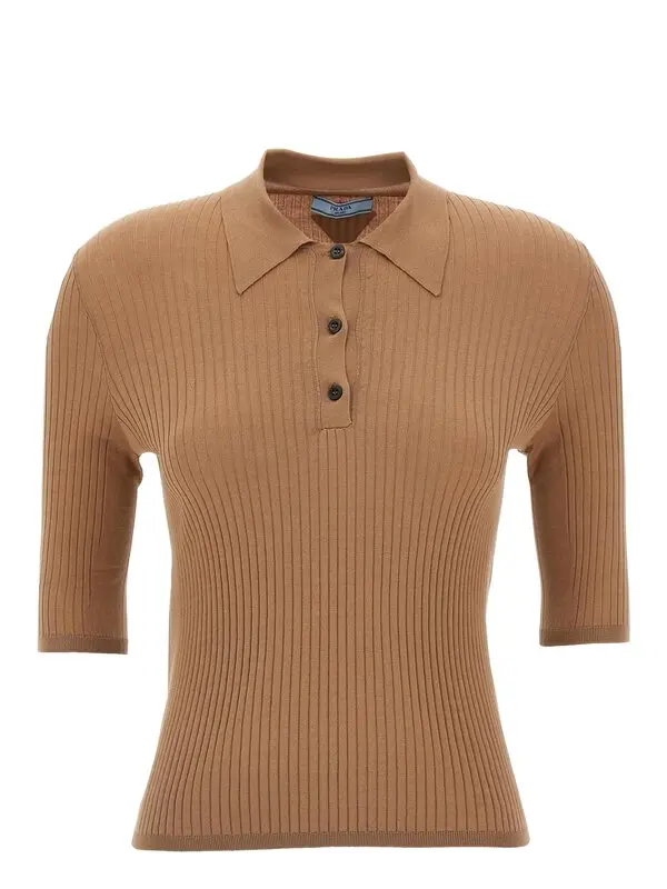 Prada Knitted Polo Shirt - Cream