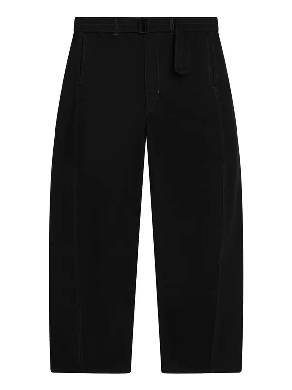 LEMAIRE Cotton Trousers With Belt - Black