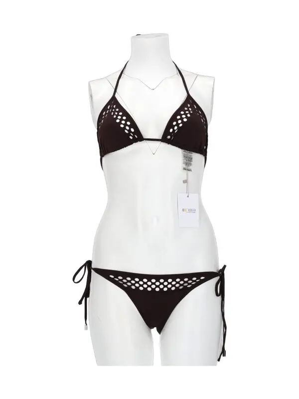 Attico Bikini Il Primo Bagno In Lycra Traforata - Brown