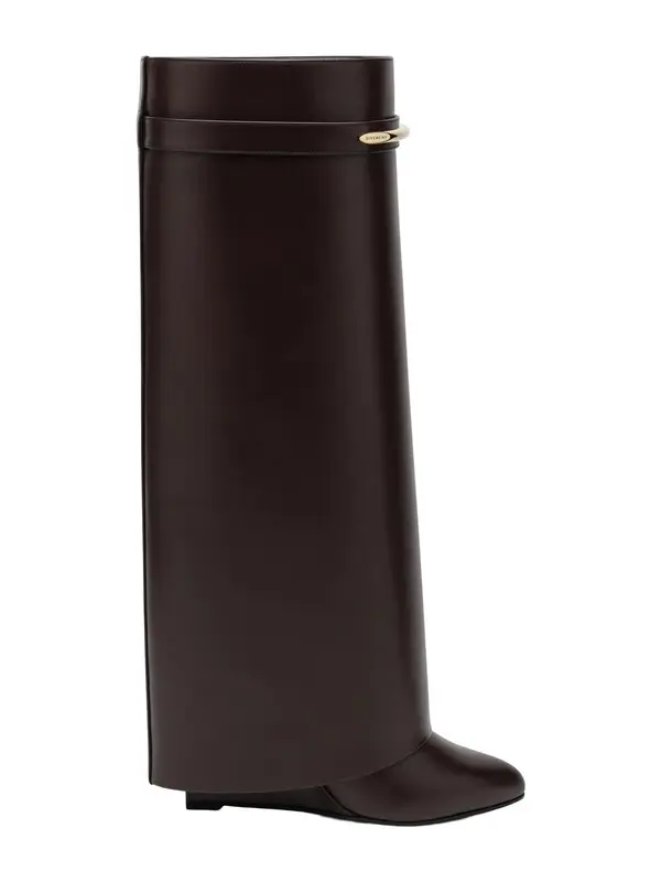 Givenchy Shark Pinch Leather Boots In Ebony - Brown