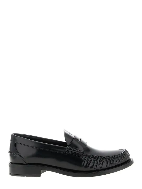 Prada Brushed Leather Loafers - Black
