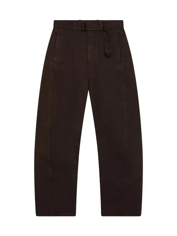LEMAIRE Cotton Trousers With Belt - Brown