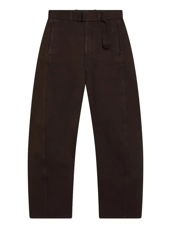 LEMAIRE Cotton Trousers With Belt - Brown