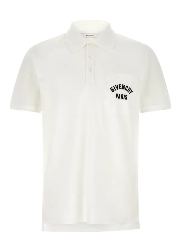 Givenchy Pocket Embroidery Polo Shirt - White