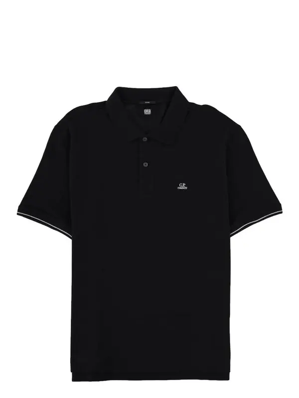 C.P. COMPANY Polo Col Logo - Black