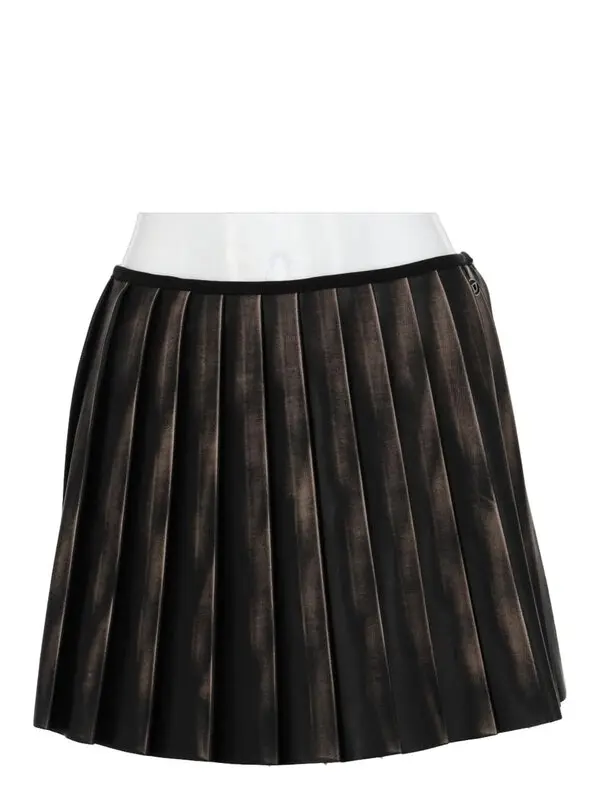 DIESEL® Pleated Distressed Short Skirt - Brown
