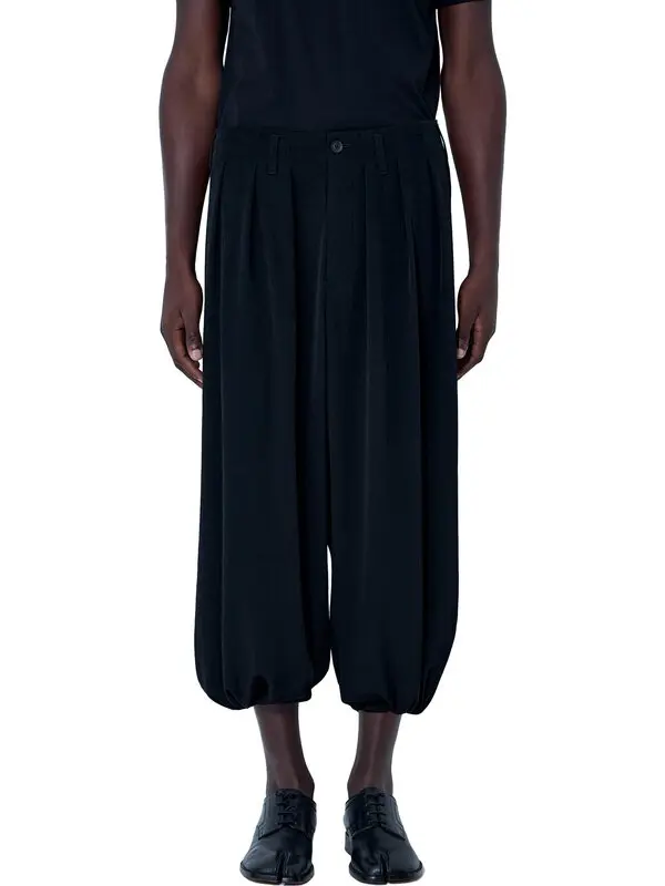 Yohji Yamamoto Pleated Drop-crotch Trousers - Black