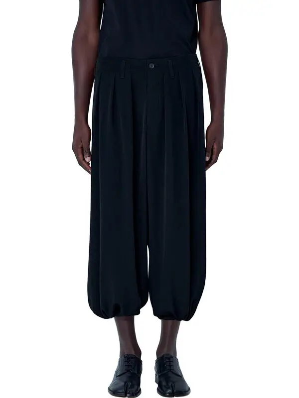 Yohji Yamamoto Pleated Drop-crotch Trousers - Black