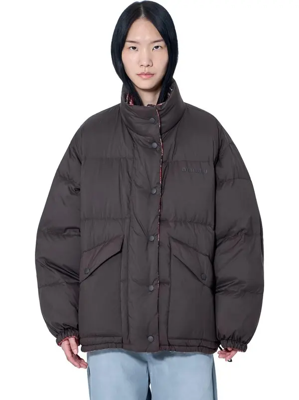 Miu Miu Padded Jacket With High Collar - Brown