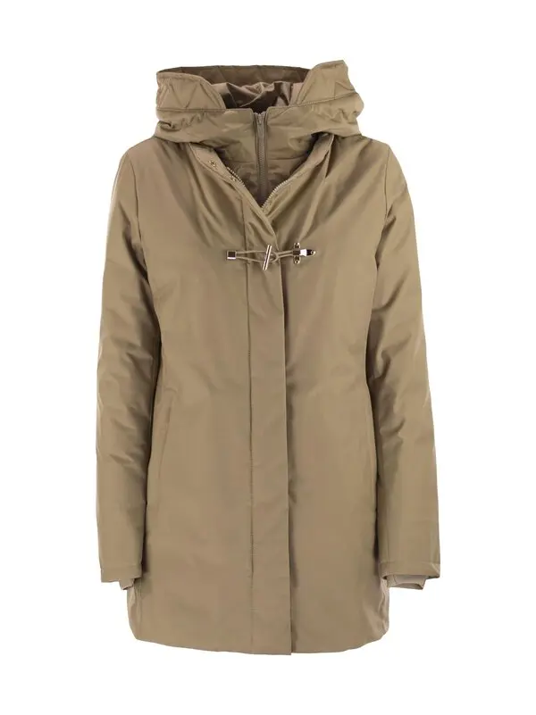 FAY Technical Gabardine Toggle Coat - Brown