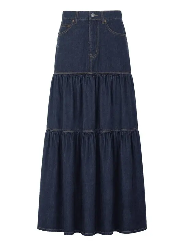 Saint Laurent Country Denim Skirt - Blue