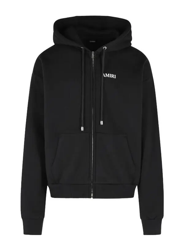 Amiri Cotton Zip-up Hoodie - Black