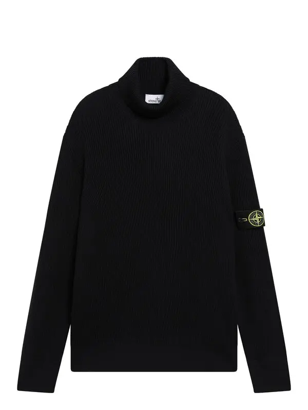 Stone Island Ribbed Turtleneck Sweater - Blue