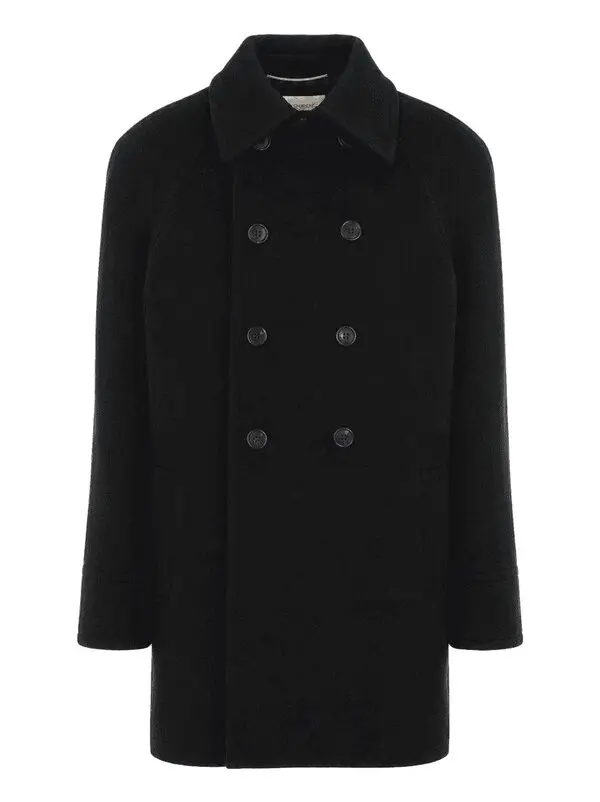 Saint Laurent Double Breasted Coat - Black