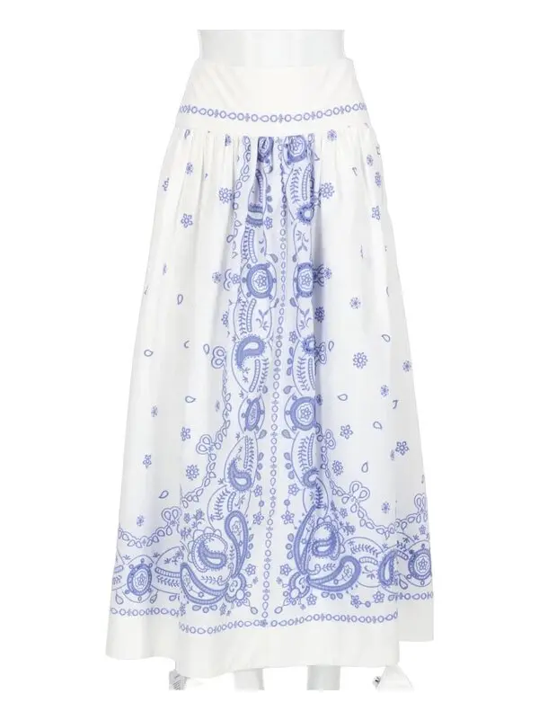 SELF-PORTRAIT Embroidered Midi Skirt - White