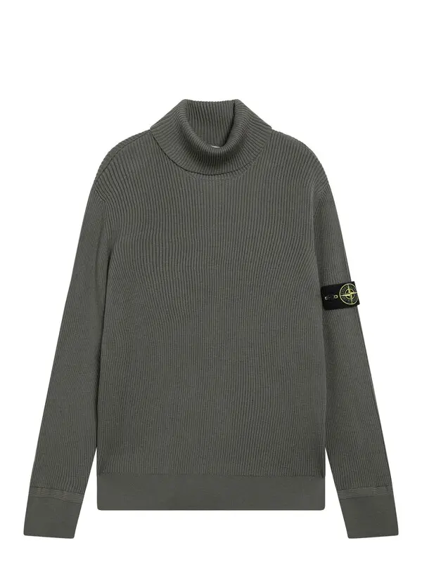 Stone Island Military Ribbed Turtleneck Sweater - Green
