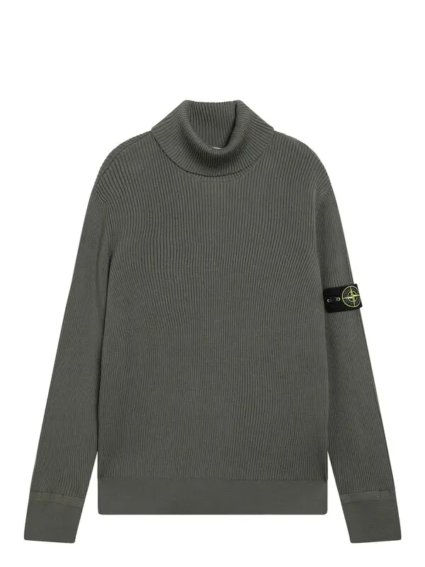 Stone Island Military Ribbed Turtleneck Sweater - Green