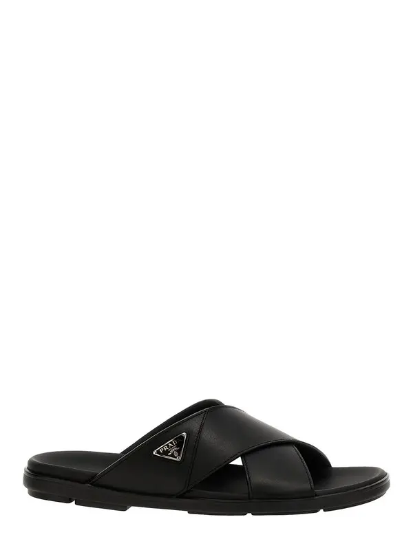 Prada Logo Sandals - Black