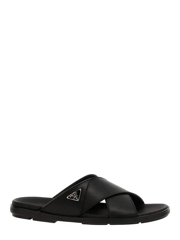 Prada Logo Sandals - Black