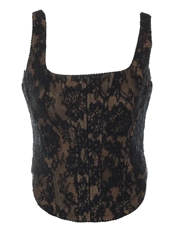SELF-PORTRAIT Lace Corset Top - Black