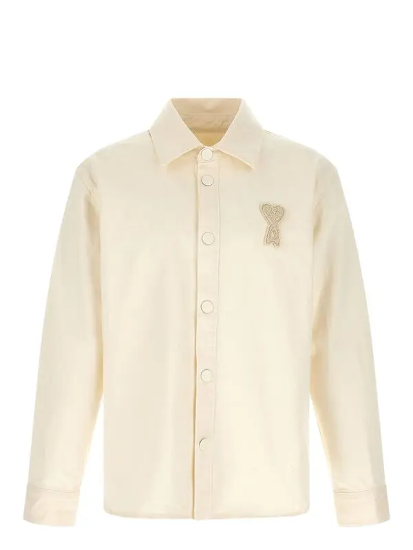 AMI Paris De Coeur' Overshirt - Cream