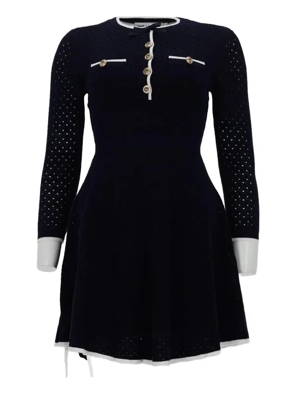 SELF-PORTRAIT Knitted Mini Dress - Blue