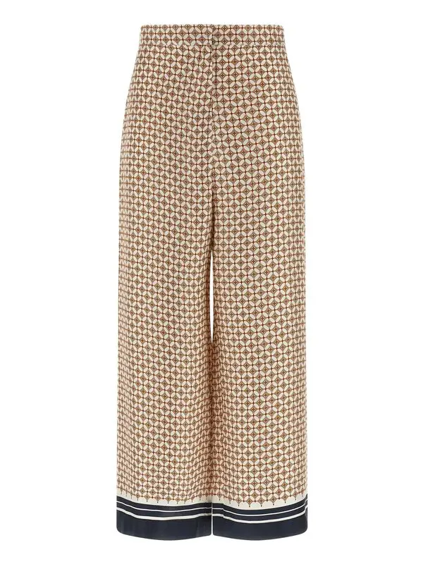Max Mara Mstottelia Silk Geometric Trousers - Blue