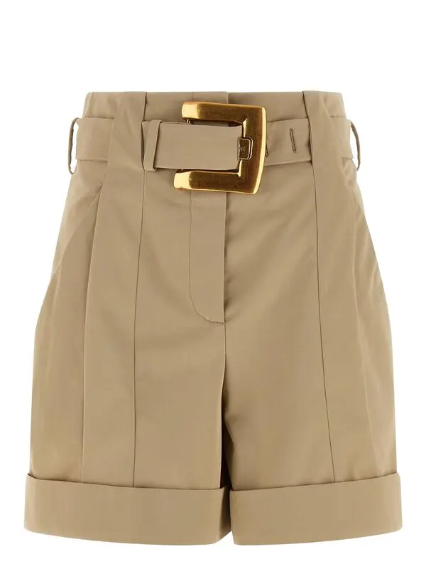 Balmain Cotton Gabardine Shorts - Cream