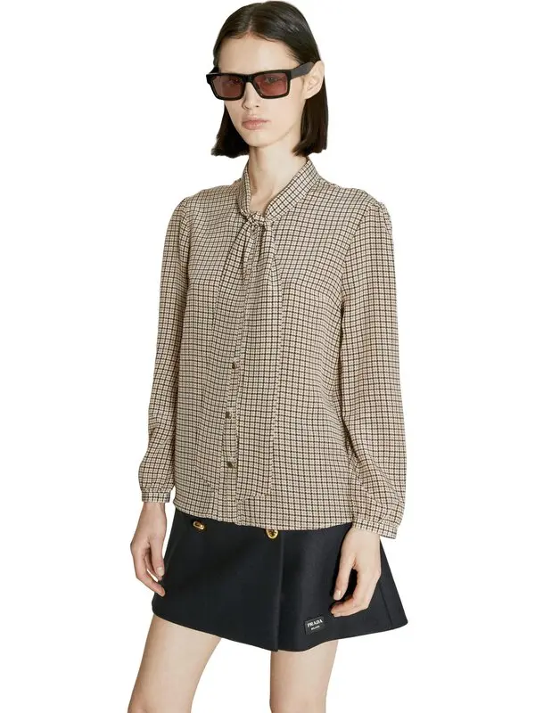 Prada Jacquard Crepe De Chine Shirt - Brown