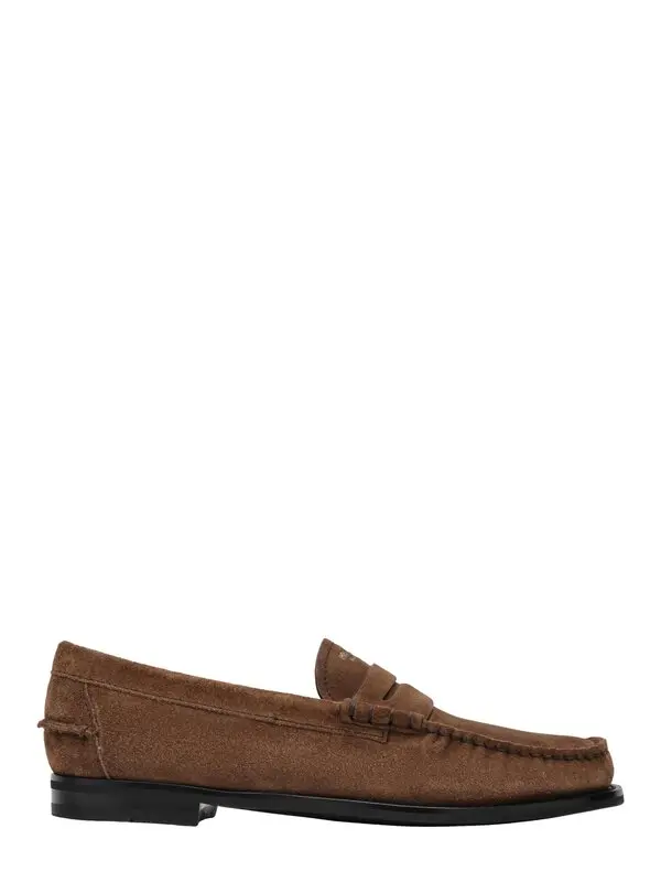Prada Aged-effect Suede Loafers - Brown