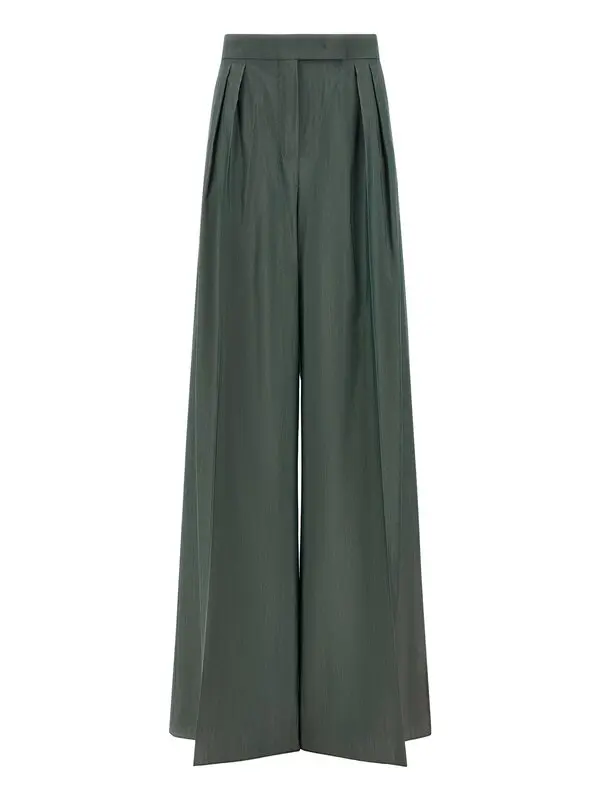 Max Mara Tailored Wool Silk Trousers - Green