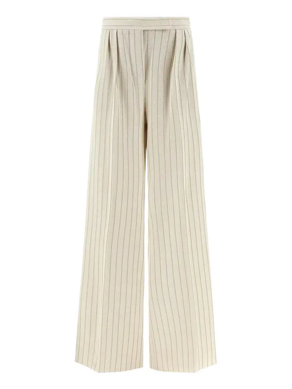 Max Mara Mxmosso Pinstripe Piqué Cotton Jersey Trousers - White