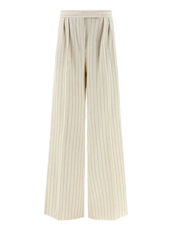 Max Mara Pinstripe Cotton Jersey Trousers - White