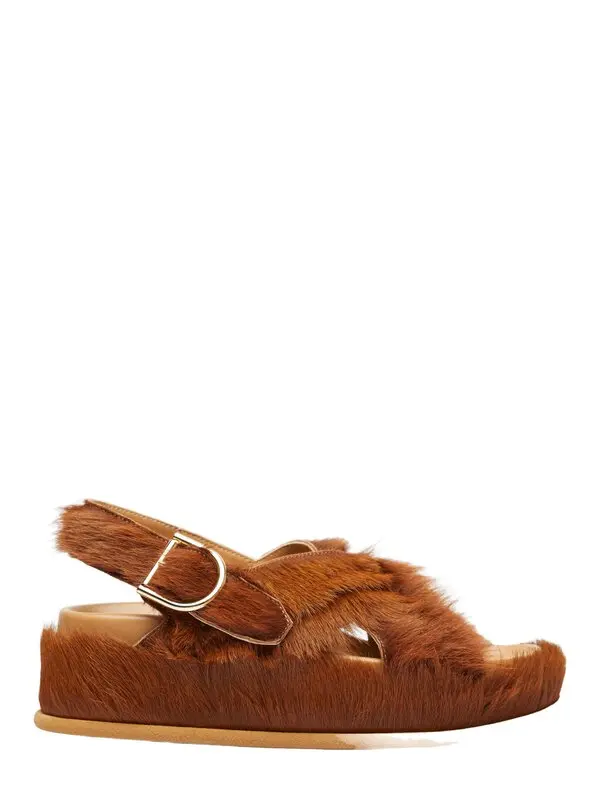 Dries Van Noten Ponyhair Sandals - Brown