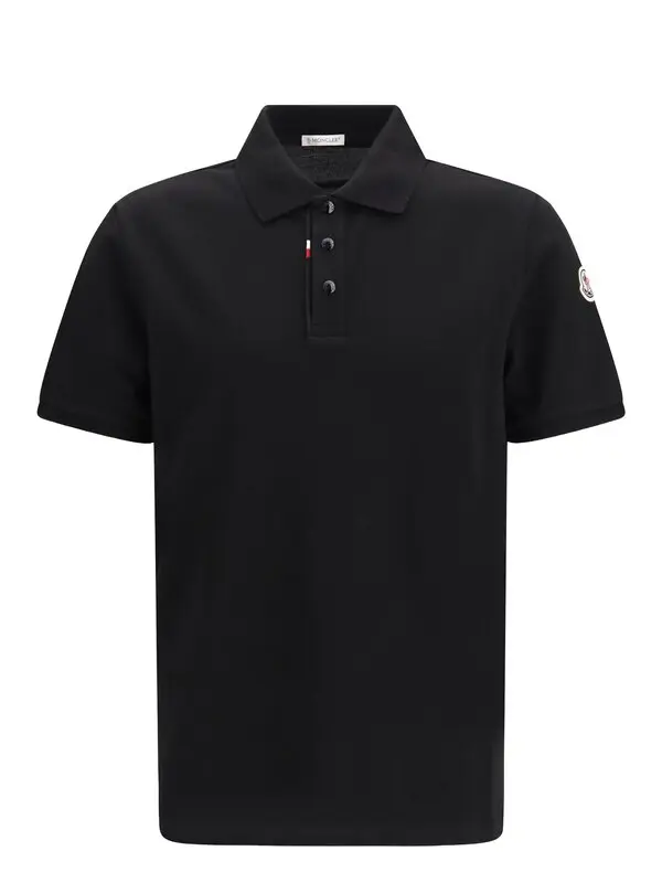 Moncler Cotton Piqué Polo Shirt With Logo - Black