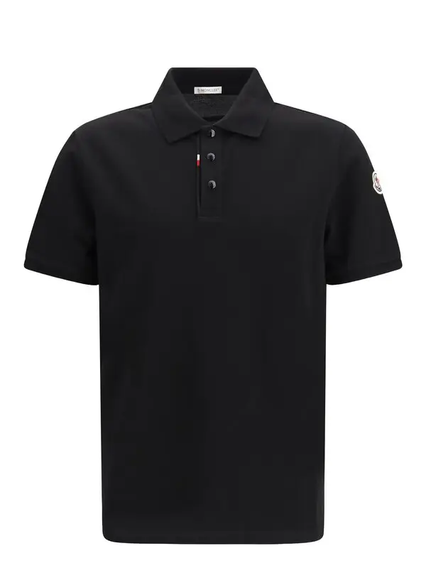 Moncler Cotton Piqué Polo Shirt With Logo - Black