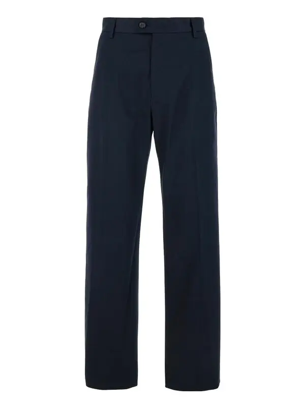 Alexander McQueen Blue Straight Tailored Pants In Cotton - Multicolor