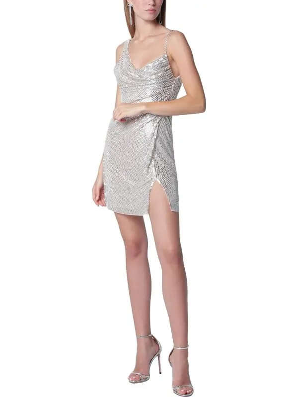 SELF-PORTRAIT Rhinestone Embellished Mini Dress - Cream