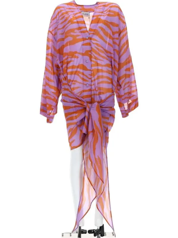 Attico Printed Mini Wrap Dress - Multicolor